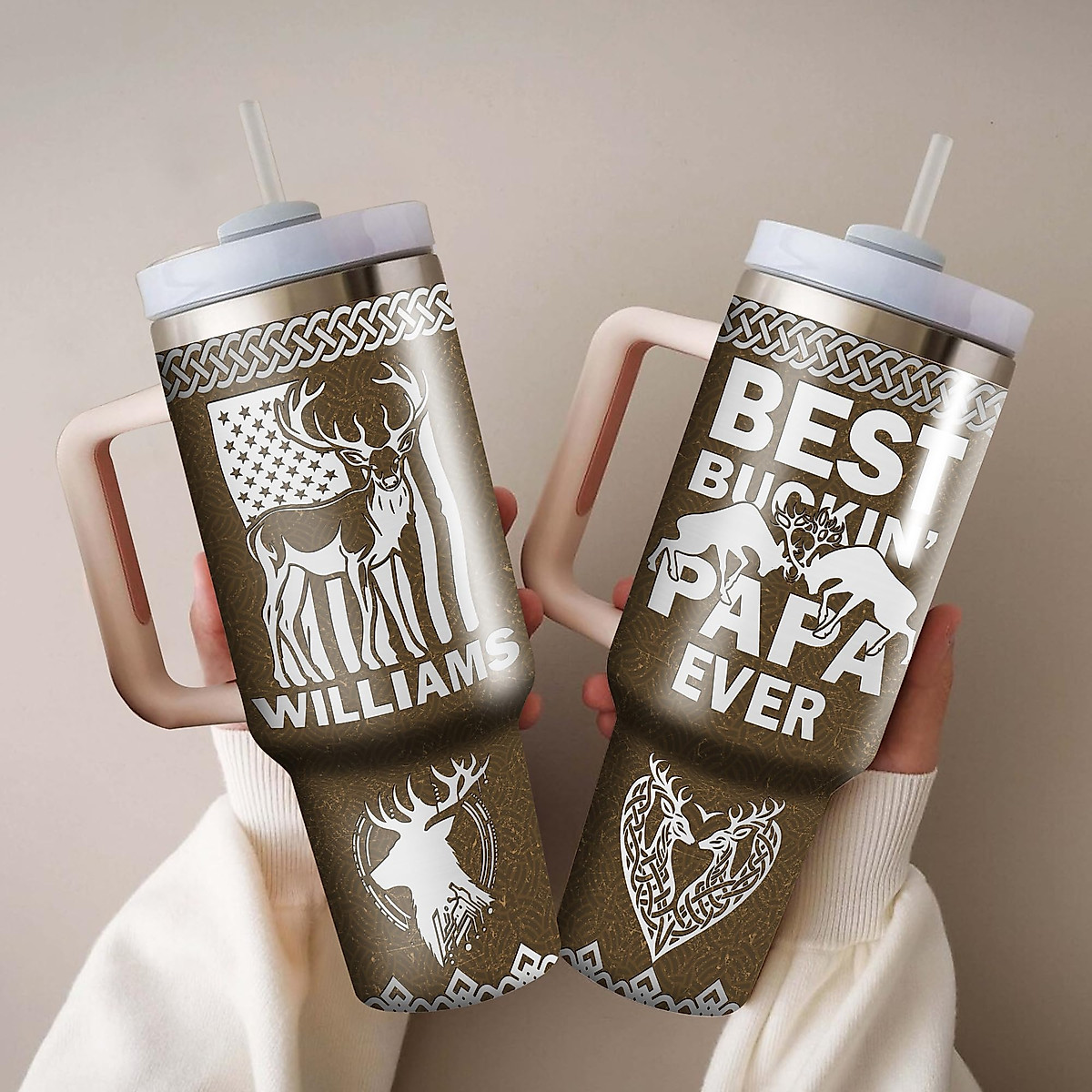 WAZONE Personalized To My Dad Tumbler Cup With Lid Custom Name Tumbler 40oz with Handle and Straw Father and Son Best Friend for Life Fathers Day Birthday Gifts for Dad Stepdad From Son