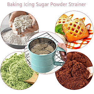 Cenbee Flour sieve stainless steel material manufacturing,Coffee Sieve Cup,Semi Automatic 2 Cup Sifter for Baking | Fine Mesh Pastry Sieve Cup(BLUE)