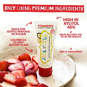 Jack N' Jill Natural Toddler Toothpaste for Baby, Kids and Infants 6 Months & Up, Fluoride Free Training Toothpaste for Toddlers 1-3 (1.76 Fl Oz (Pack of 2), Strawberry)