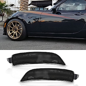 NSLUMO LED Side Marker Lights for 2016-up Mazda MX-5 Miata ND Smoked Lens Amber Front & Rear Red Marker Lights Replace OEM Sidemarker Lamps