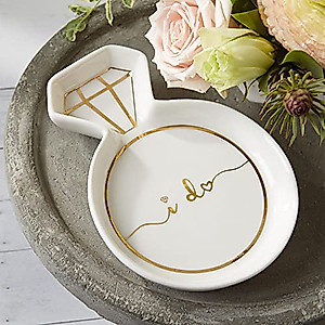 Kate Aspen White Diamond Ring Trinket Dish - Wedding Gift, Decorative Tray, Wedding Ring Holder, Jewelry Tray, Home Décor (23265WT)