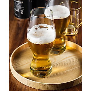 LUXU Craft Beer Glasses Set of 2 Professional IPA Glasses,Lead-Free Crystal Beer Pint Glass,Clear Pilsner Wheat Beer Glasses,Solid Glassware Beer Cup,Classic Beer Gifts for Lager,Ale,Water and Men