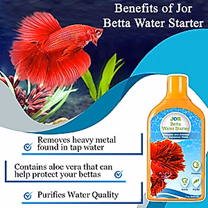 Jor Betta Water Starter, Lowers Stress in Fish, Revitalizes and Conditions Aquarium and Tanks, Promotes Coat Growth with Aloe Vera, 6.75 fl oz