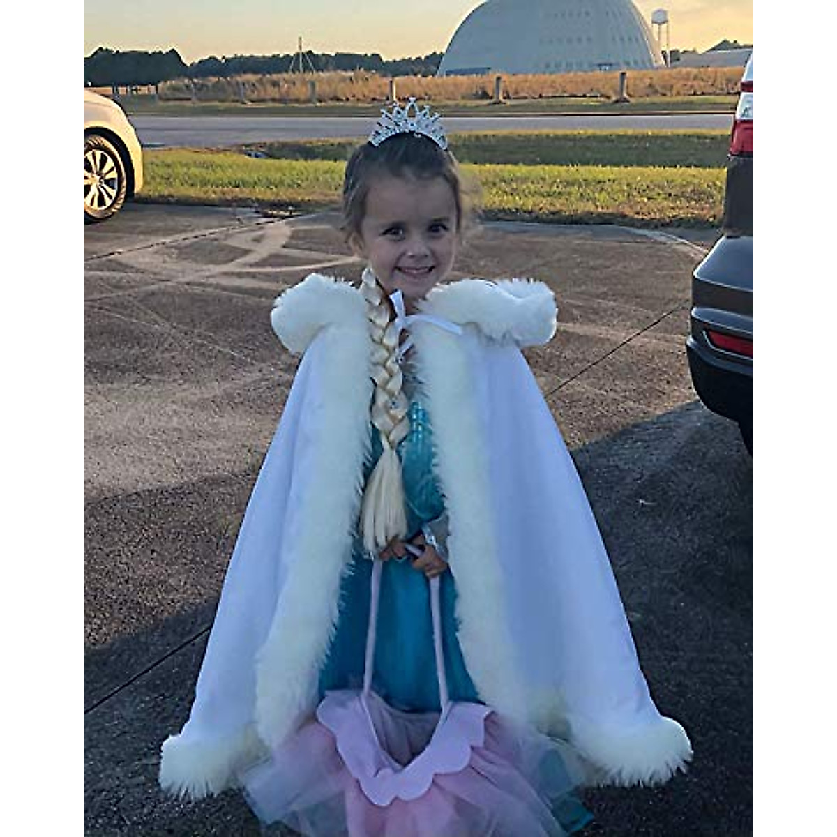 Baby Flower Girls Hooded Cape Winter Wedding Cloak for Kids Junior Bridesmaid Warm Fur Black 44 Inches