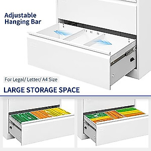 2 Drawer Office Lateral File Cabinets with Lock,Metal Filing Cabinets for Home Office,Locking Steel Storage Wide Office Vertical Files Cabinet for Legal/Letter A4 Size,Office Organizer (White)