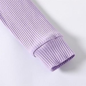 PATPAT Girl's 2 Pieces Plaid Dress Set Outfits Casual High Neck Long Sleeve Crop Top and Preppy Camisole A-Lined Dresses Sets Purple 8-9 Years