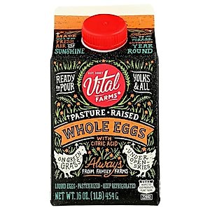 Vital Farms Pasture-Raised, Liquid Whole Eggs, Ready to Pour, 16 oz Carton, Pasteurized