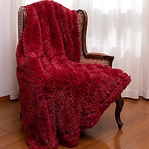 Cheer Collection Long Shaggy Hair Throw Blanket - Ultra Soft and Fuzzy - 50" x 60" inches, Maroon