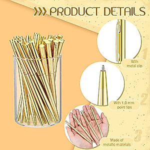 60 Pieces Slim Metallic Retractable Ballpoint Pens Slim Ballpoint Pen Black Ink 1.0 mm Medium Point Metal Pen Office Smooth Writing Stylus Pen for Men Women Business (Gold, Stylish Style)