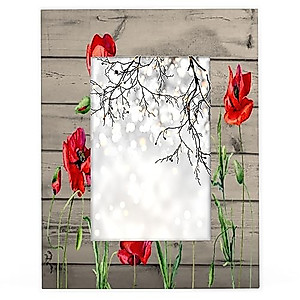 Bardic 4x6Picture Frames, Red Poppy Wooden Photo Frame Fits 3x5 with Mat or 4x6 Without Mat Photo Frames for Wall Mounting or Tabletop Display for Home Gallery Decor