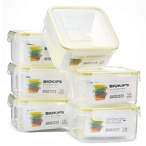 Komax Biokips Food Storage Container – Square Food Containers – Airtight Containers w/Lids – BPA Free Kitchen Storage Containers to Store Nuts, Chocolate, Beans & More (Set of 6, 37 oz)