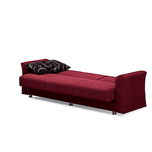 Beyan Signature Empire Furniture USA Ohio Collection Convertible Sofa Bed with Storage Space, Includes 2 Pillows, Burgundy