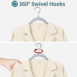 ABHENG 30 Pack Clothes Hangers, Non Slip Plastic Coat Hangers, 360°Swivel Hook, Space Saving, 0.2 Inches Thick, Heavy Duty, Hanging Dry Wet Clothes, Gray, UAPY0130G