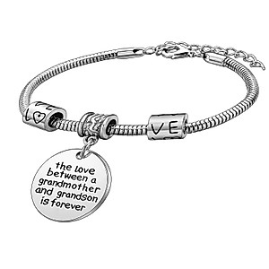 Love between a Grandmother and Grandson is Forever Charm Bracelet Family Jewelry Grandma Christmas Gift