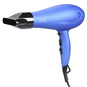 VAV Blow Dryer 1875W Negative Iron Professional Hair Dryer 2 Speed 3 Heat Settings Cool shot Button DC Motor Blue