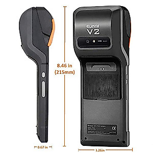 IWIRA Sunmi V2 POS Terminal with Receipt Printer, Speaker, Camera and Barcode Scanner All in One Handheld PDA Printer, Android 7.1 System, Support 4G, WiFi and Bluetooth, Orange, Black