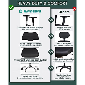 Raynesys Big and Tall Office Chair for Heavy People, 400LBS Capacity with Wide Seat,Heavy Duty Material, Adjustable Armrests, Ergonomic Executive Chair for Home Office with Strong Lumbar Support,Black