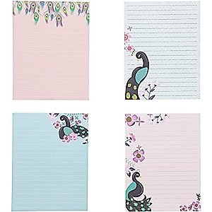 To Do Daily Notepads, Notepads for Women, Peacock Design (50 Sheets, 4-Pack)