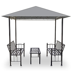 Tidyard Outdoor Gazebo Canopy with Table and Benches Fabric Canopy Steel Frame Sun Shade Shelter for Patio, Wedding, BBQ, Camping, Festival Events