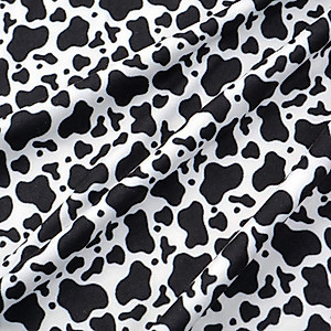 David accessories Double Brushed Poly Knit Fabric Fruit Cow Pattern Printing Fabric 4 Way Stretch Spandex Knitting Fabric DBP Fabric by The Yard for Clothes Dress (Cow Pattern)