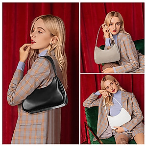 LOVEVOOK Small Purses for Women, Retro Classic Black Shoulder Bag Cute Mini Handbag, Vegan Leather Tote Clutch Purse Hand Bags