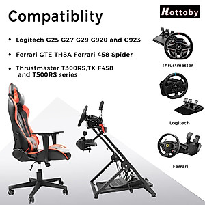 Hottoby racing steering wheel adjustable fits for Logitech and Thrustmaster, steering wheel, pedals and handbrake not included