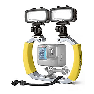 Movo DiveRig3 Diving Rig Bundle with 2 Waterproof LED Lights - Compatible with GoPro HERO3, HERO4, HERO5, HERO6, HERO7, HERO8, and DJI Osmo Action Cam - Scuba Accessories for Underwater Camera