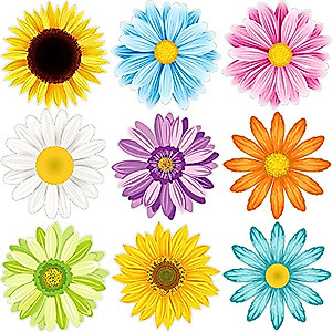 63 Pieces Sun Flower Cutouts Creative Springtime Flowers Wall Decals Bulletin Board Set Paper Flowers Decorations for Wall Summer Bulletin Board Decorations for Classroom School Birthday Party