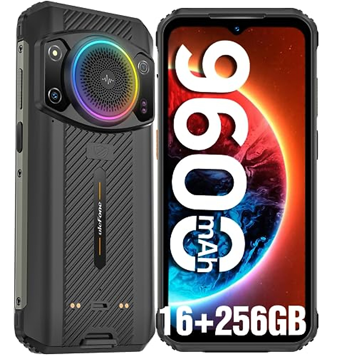 Ulefone Rugged Unlocked Phones 2023, Armor 21 122db Louder Speaker, 16+256GB, 9600mAh, 64MP+24MP Cameras, Android 13, IR Blaster, uSmart/Dock Charge Supported Rugged Smartphones T-Mobile, Black