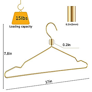 Besser 20Pack Gold Wire Hangers, 17 inch Strong Gold Metal Hangers,Suit Coat Gold Iron Hangers for Clothes