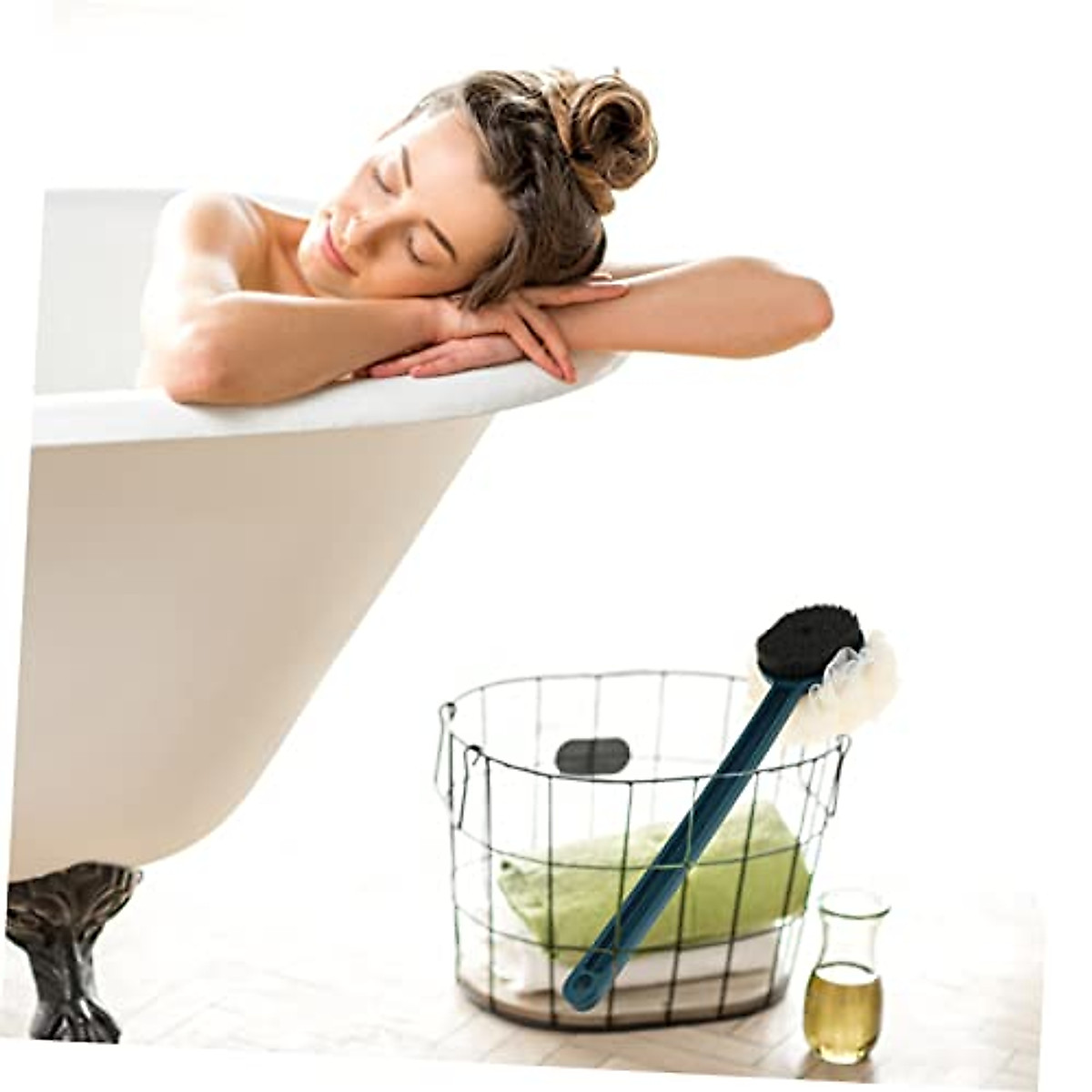 minkissy Bath Ball Bath Brush Bath Scrubber for Body Shower Brush for Body Bath loofah Bath Sponge Back Scrubber Dual- Sided Shower Brush Back Scrubber with Handle Mesh Shampoo Brush 2 in 1