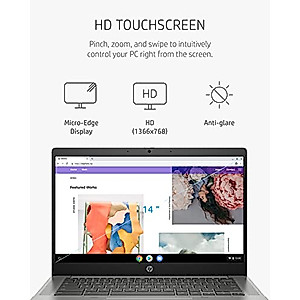 HP Chromebook 14B-NB0010NR 14-inch Touchscreen Laptop, Intel Core i3, 8GB DDR4 RAM, 128GB SSD, Intel UHD Graphics, HDMI, USB-C, MicroSD Reader, WiFi, Google ChromeOS, Mineral Silver (Renewed)