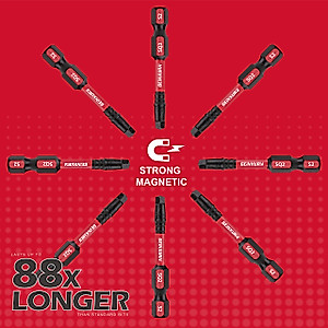 GEINXURN Impact Tough #2 Square 2 in. Insert Driver Bits,50Pack SQ2 Screwdriver Bits Set 2”Long with 1Pcs Impact Bit Holder,Bulk