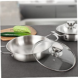 YARNOW 2pcs Stainless Steel Noodle Pot Pasta Cooker Korean Ramen Pot Korean Pots for Cooking Ramen Pot with Lid Cast Iron Pan Stir Fry Pan Large Soup Pot Big Noodles Cooking Pot with Lid