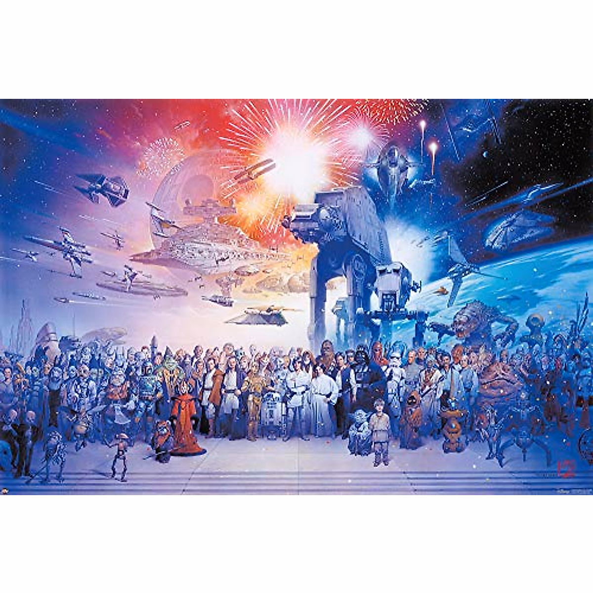 POSTER STOP ONLINE The Star Wars Galaxy - Episode I-VI - Movie Poster/Print (All Characters, Spaceships & Vehicles) (Size 36" x 24")