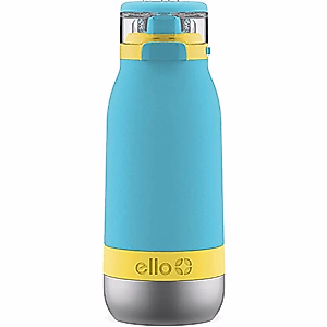 Ello Emma 14oz Vacuum Insulated Stainless Steel Kids Water Bottle with Straw and Built-in Carrying Handle and Leak-Proof Locking Lid for School Backpack, Lunchbox and Outdoor Sports, Sky