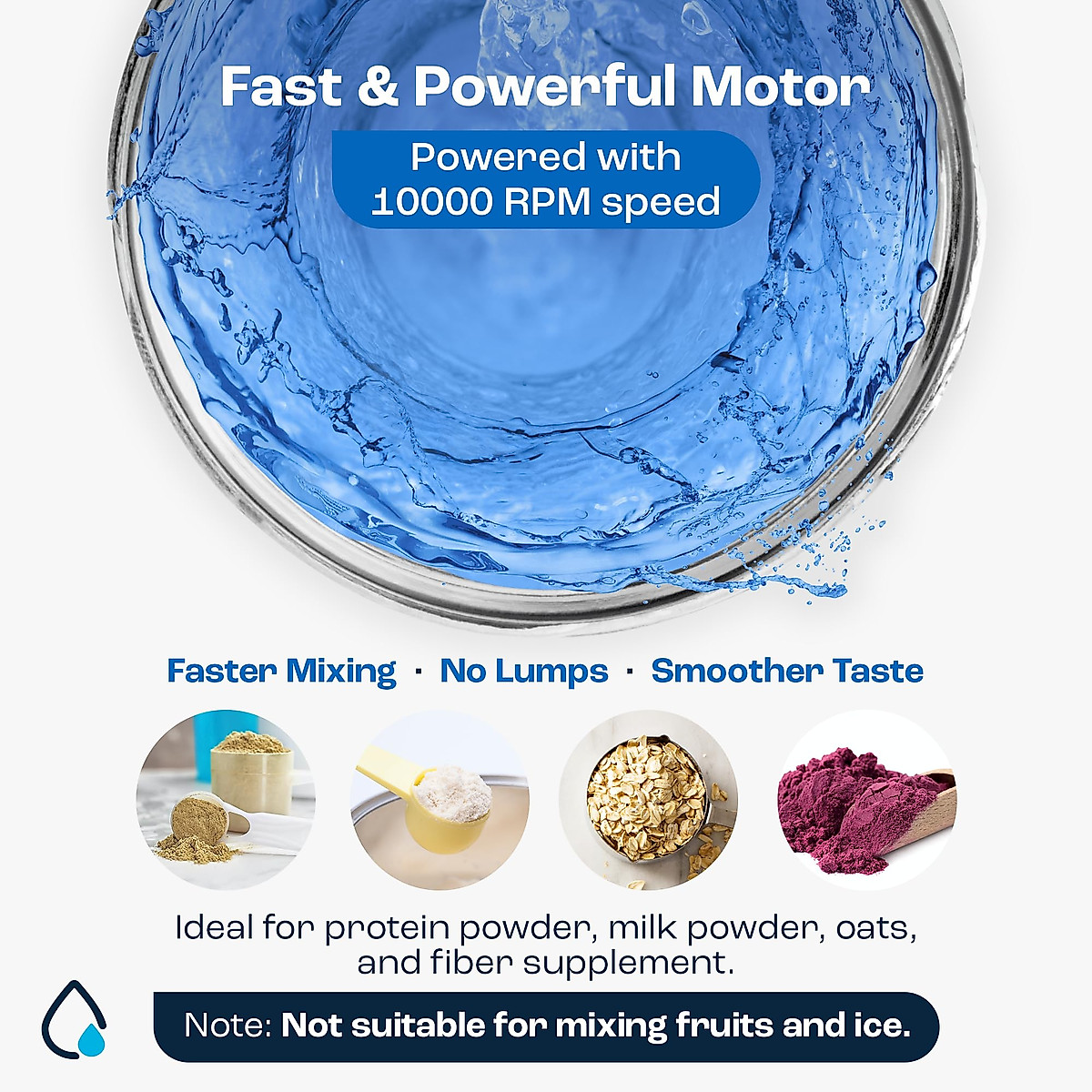 AQUAFIT Electric Protein Shaker Bottle - USB Rechargeable Shaker Bottles 24oz Shaker Bottles for Protein Mixes, Protein Mixer, Gym Accessories, Gadgets for Men (Blue)