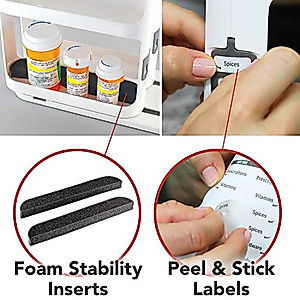 Cabinet Caddy (White) | Pull-and-Rotate Spice Rack Organizer | 2 Double-Decker Shelves | Modular Design | Non-Skid Base | Stores Prescriptions, Essential Oils | 10.8"H x 5.75"W x 10.8"D