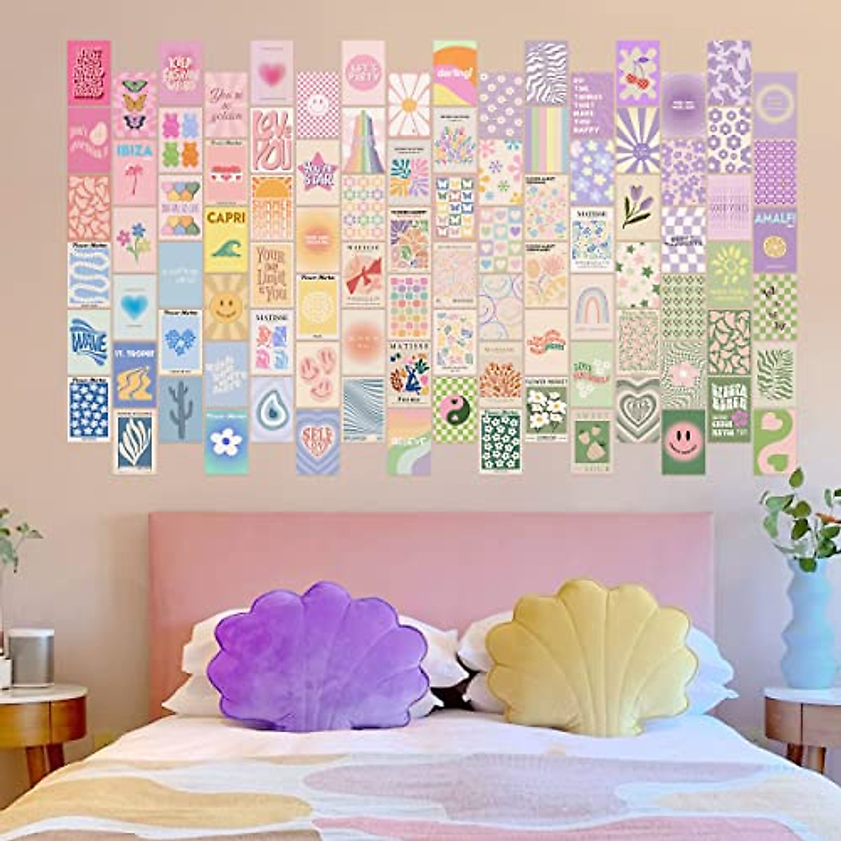 ANERZA 100 PCS Danish Pastel Room Decor, Wall Collage Kit Aesthetic Pictures, Posters for Room Aesthetic, Cute Bedroom Photo Wall Decor for Teen Girls, Dorm Trendy Matisse Wall Art, Gifts for Girls