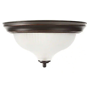 Hampton Bay 11 in. Oil-Rubbed Bronze Flush Mount with Frosted Swirl Glass Shade