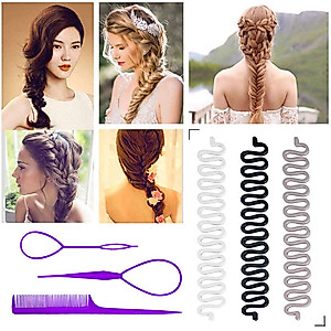 Ubrand Hair Braiding and Modelling Tool Kit, DIY Hair Design Accessories with Curly Styling Tools (20Pcs)