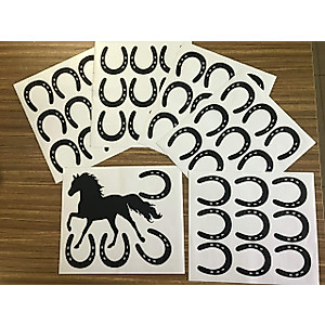 DXLING Horse & Horseshoes Removable Wall Decor Stickers Vinyl Decal Kids Room Boys Bedroom Wall Art Decals DIY Sticker Home Decor D482 (Black)