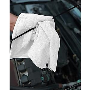 STF Linen Cotton Shop Towels White – (Pack of 150) Size 14x14 Inches Cleaning Rags – Absorbent Shop Rags and Multipurpose Cleaning Towels for Automobiles, Industries, Garage and Homes