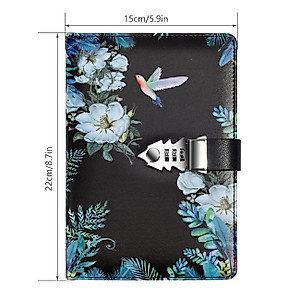 Diary with Lock for Adults, Lock Journal Combination Lock Writing Travel Diary A5 Journal Notebook (Atyle C)