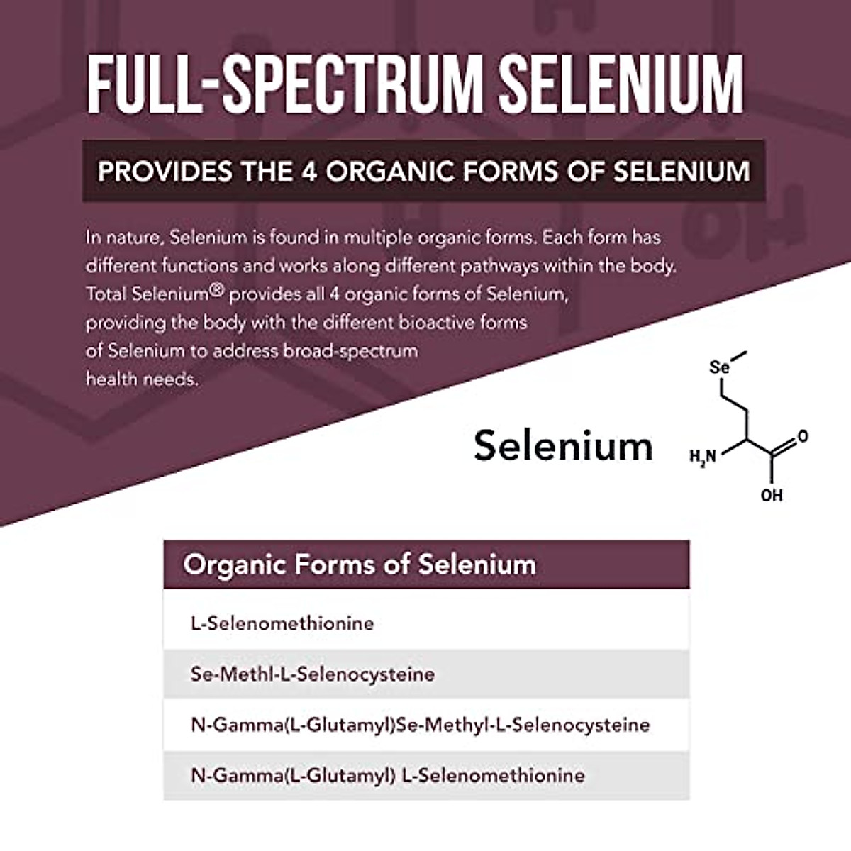 Total Selenium - 200 mcg, Plant-Based Selenium - Full Spectrum, Contains 4 Essential Organic Forms of Selenium Including Selenomethionine - Derived from Garlic - 60 Capsules