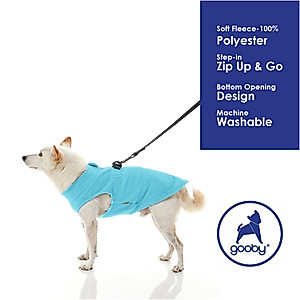 Gooby Zip Up Fleece Dog Sweater - Turquoise, Large - Warm Pullover Fleece Step-in Dog Jacket with Dual D Ring Leash - Winter Small Dog Sweater - Dog Clothes for Small Dogs Boy and Medium Dogs