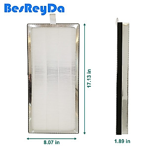 BesReyDa 40 Replacement Filter Compatible with 40 Air Purifier, 3-IN-1 True HEPA 13 Filtration, Fine Pre-Filter and Activated Carbon Filter, 2 Pack