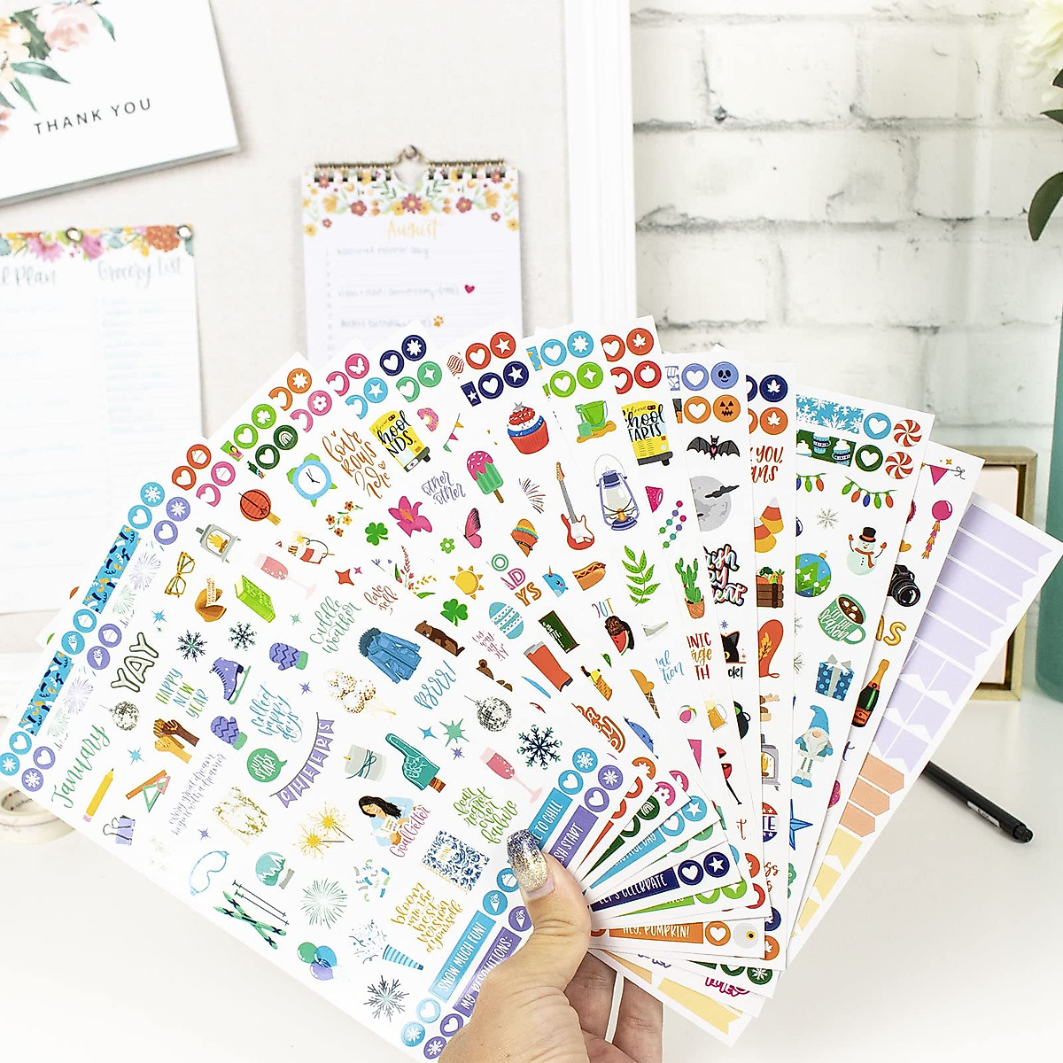 bloom daily planners Monthly Celebrations Planner Stickers for Calendar Decorating, Planning, Scrapbooking - Holiday, Seasonal, & General Events (14 Sheets, 1,100+ Stickers per Pack)