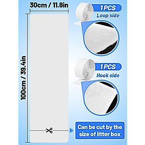 11.8 x 39.4 in Cat Litter Box Shield - Litter Box Splash Guard with 2 Roll of Hook-and-Loop Fasteners for Open Litter Box Keeping Clean (Litter Box Not Included)