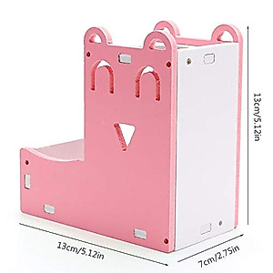 2in1 Hamster Automatic Water Drinker Base Bottle Dispenser Feeder Hanging Small Animals Guinea Pig Squirrel Rabbit Drinking Head Pipe Fountain (Pink)